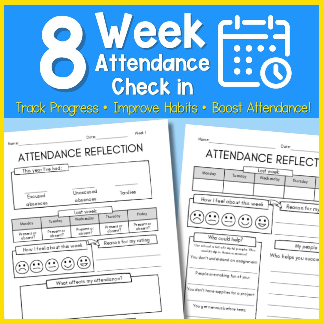 Attendance Tracker & Student Check-in Worksheets | 8-week Growth Packet ...