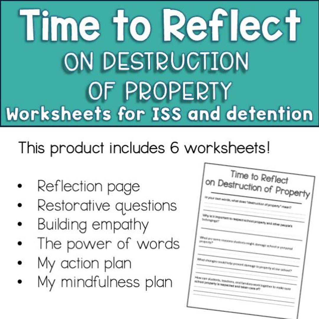 Time to Reflect: Destruction of Property Worksheet | Student Reflection ...