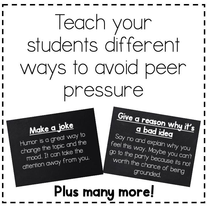 Peer Pressure Lesson & Scenario Card Activity - Middle / High School ...