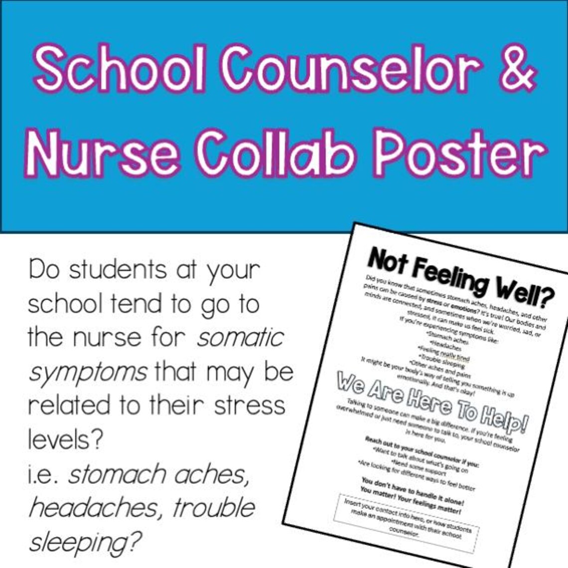 Student Wellness Collaboration Poster: School Nurse & Counselor Office ...