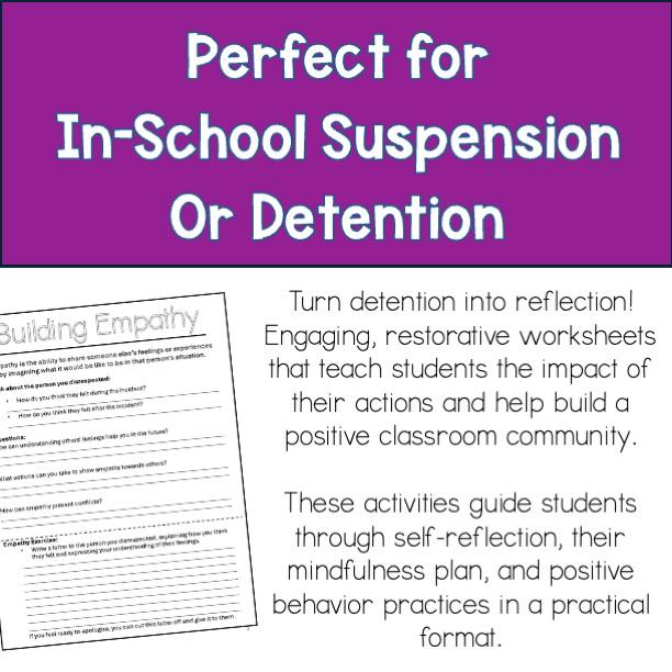 Time to Reflect on Disrespect - Worksheets for In-school Suspension or ...