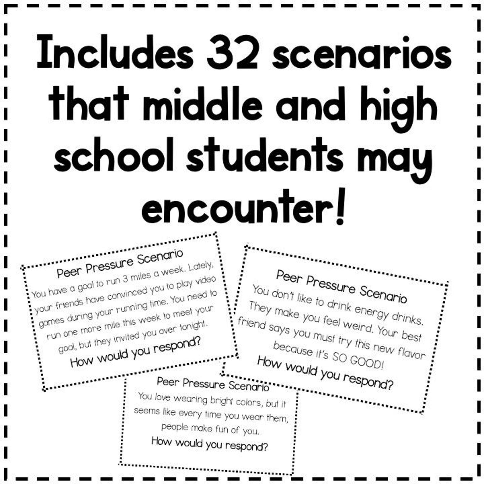 Peer Pressure Lesson & Scenario Card Activity - Middle / High School ...