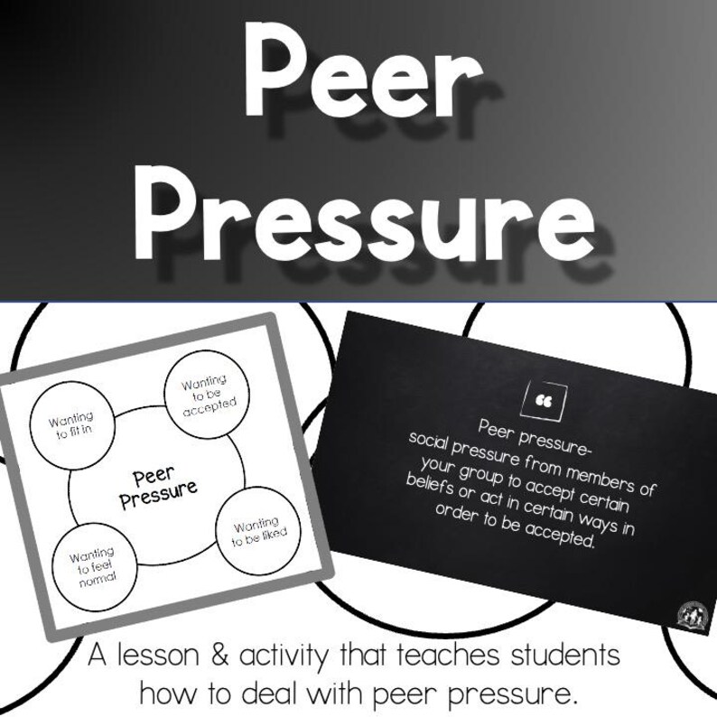 Peer Pressure Lesson & Scenario Card Activity - Middle / High School ...