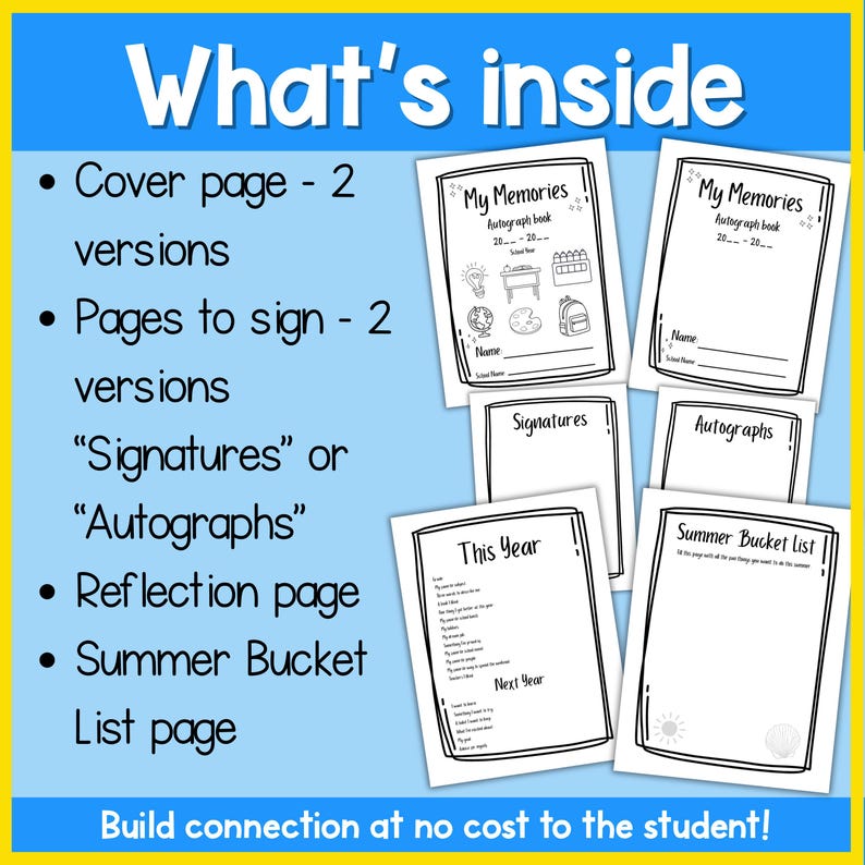 End of Year Autograph Book | Printable Yearbook Alternative | Student ...