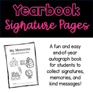 Printable End-of-year Autograph Book: Yearbook Alternative for Students ...