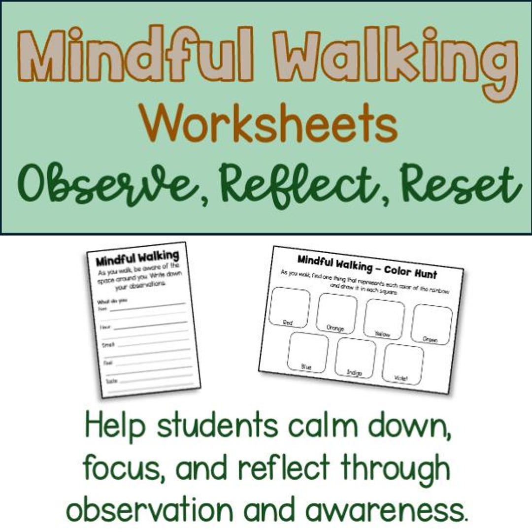 Mindful Walking Worksheets | Printable Mindfulness Activity for Kids ...