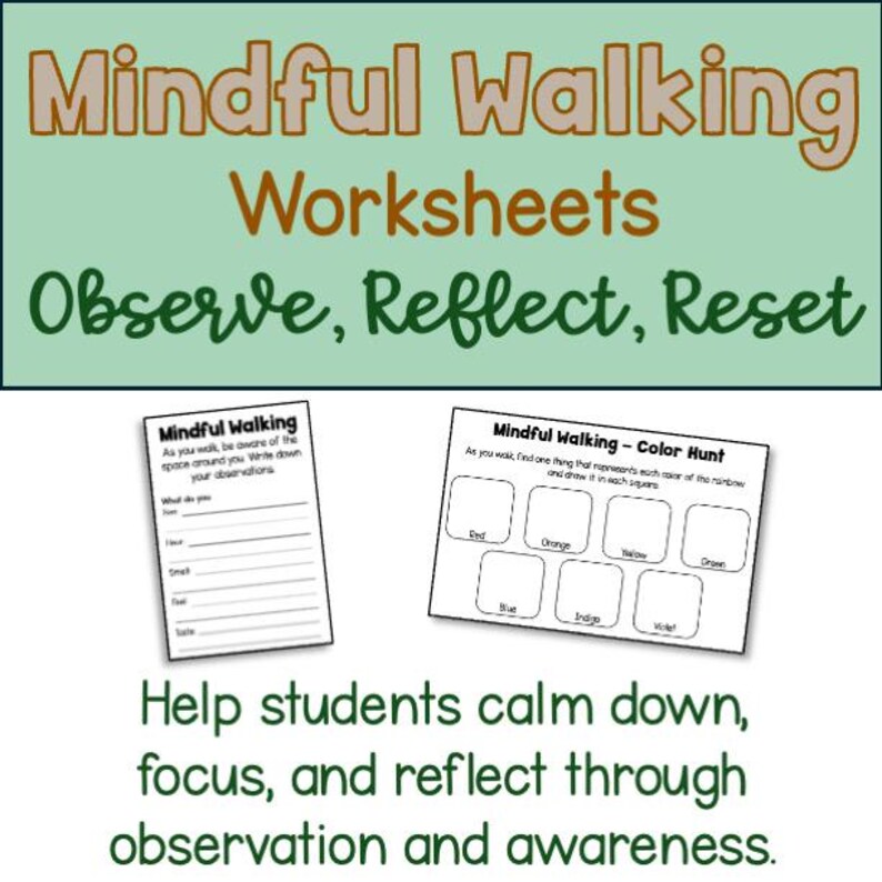 Mindful Walking Worksheets | Printable Mindfulness Activity for Kids ...