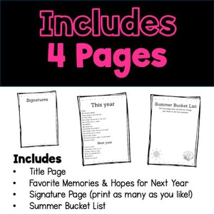 Printable End-of-year Autograph Book: Yearbook Alternative for Students ...