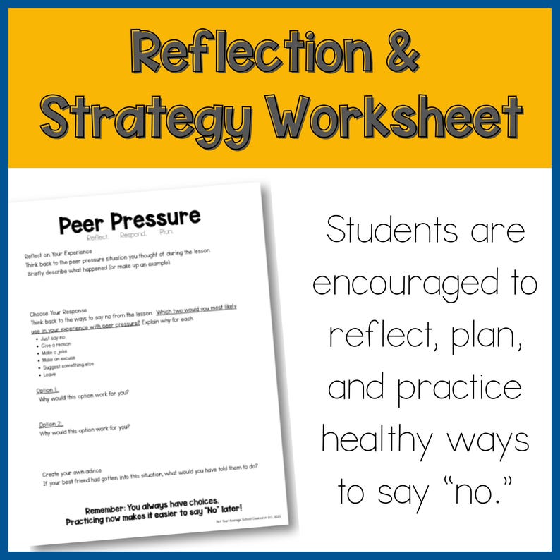 Peer Pressure Lesson With Scenario Cards and Worksheet | Middle & High ...