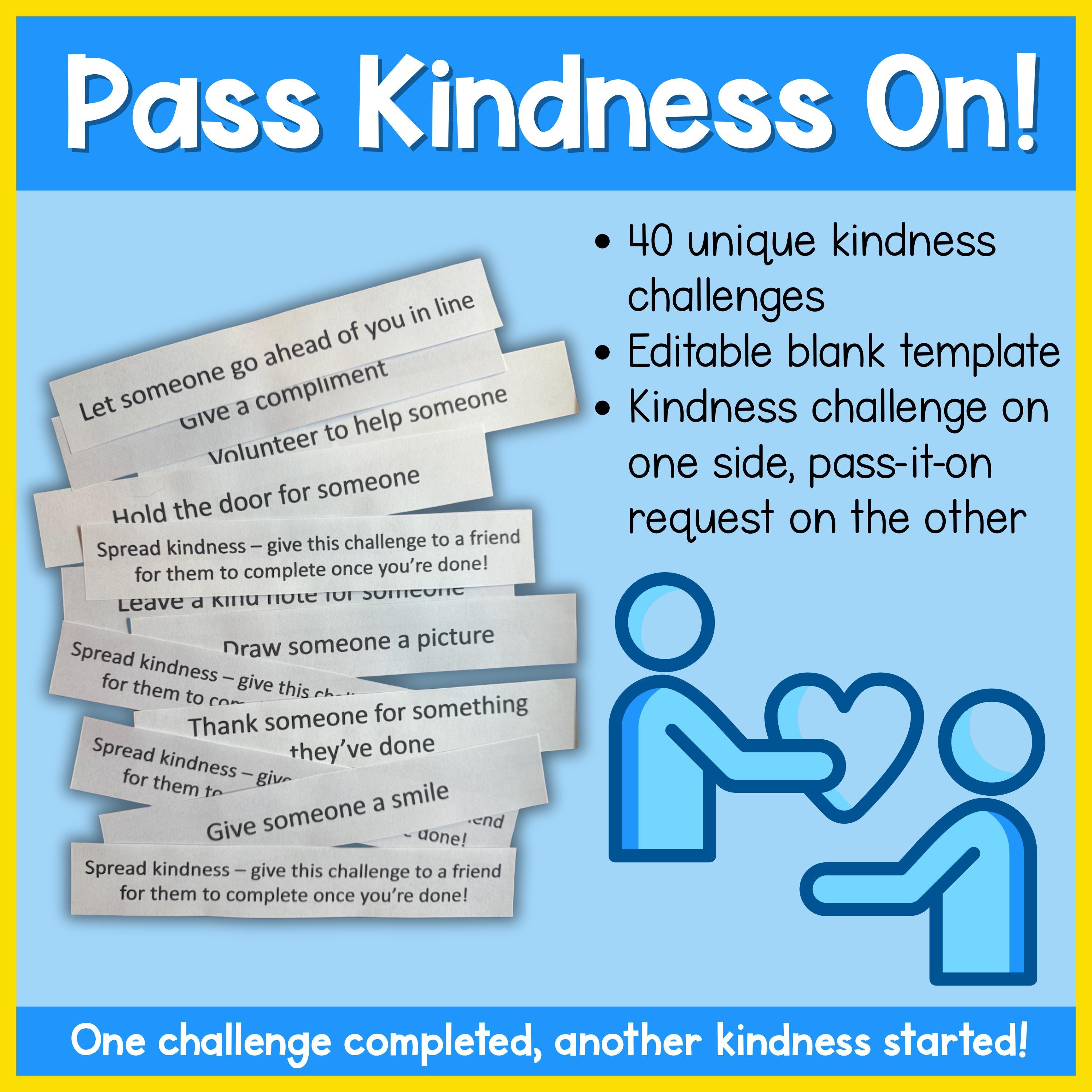 Kindness Challenge Cards | 40 Editable Pass-it-on Acts of Kindness ...