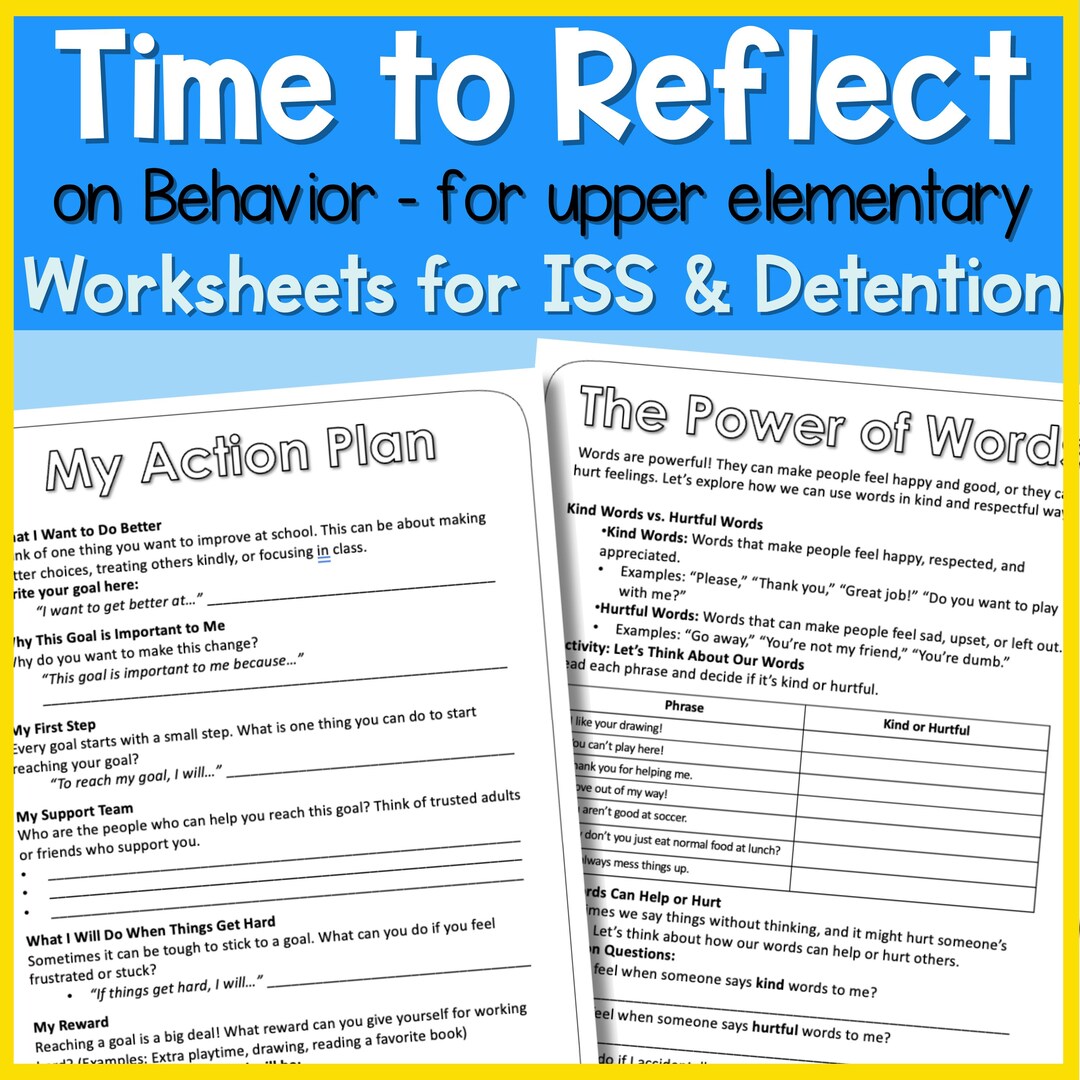 Behavior Reflection Worksheets for Grades 4–5 | Elementary SEL and ...