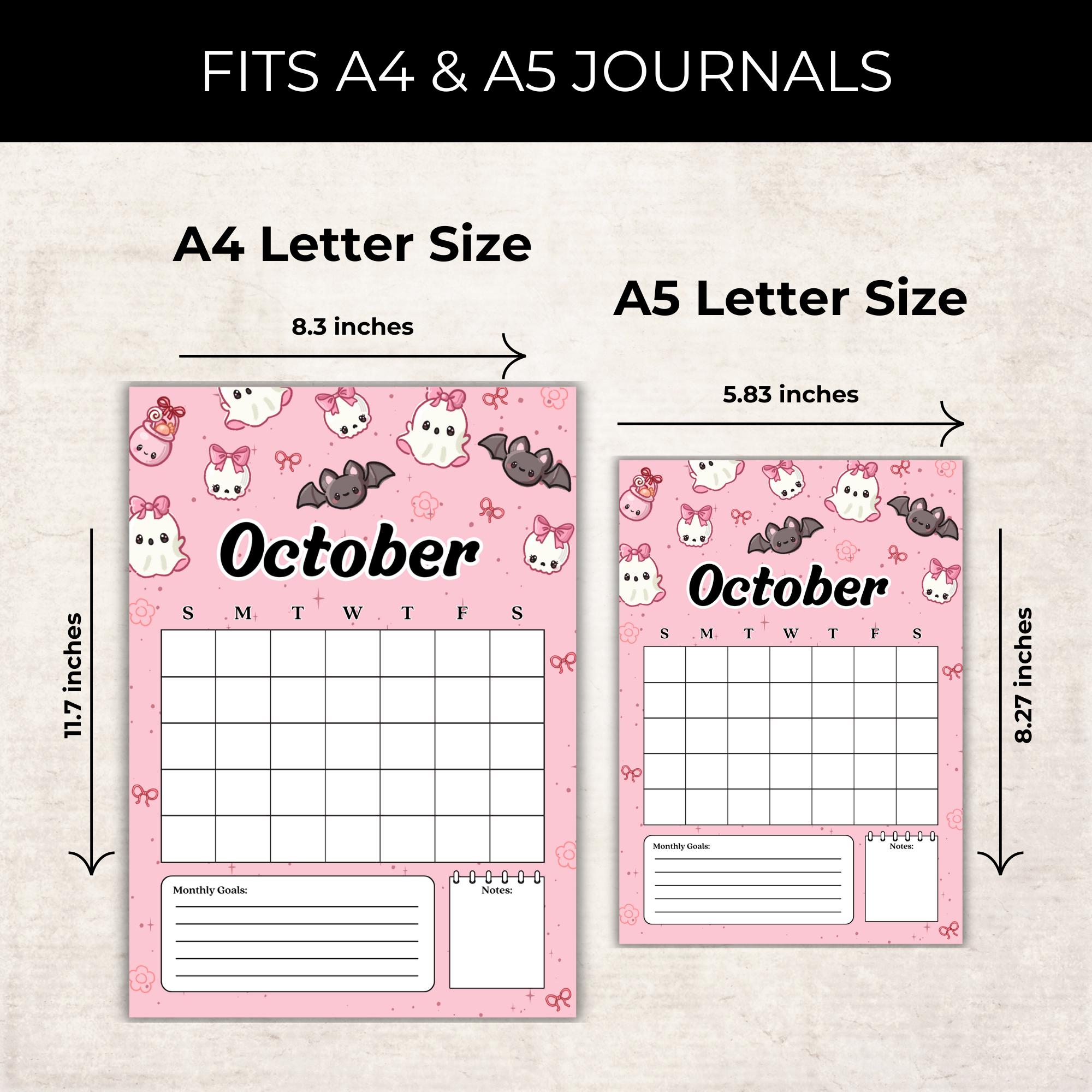 Printable October Calendar| Halloween Theme October Calender| Pink ...
