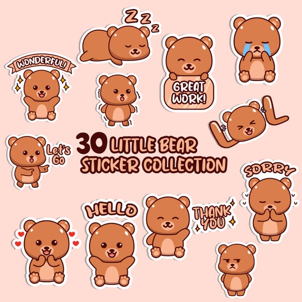 Cute Bear Stickers - Etsy
