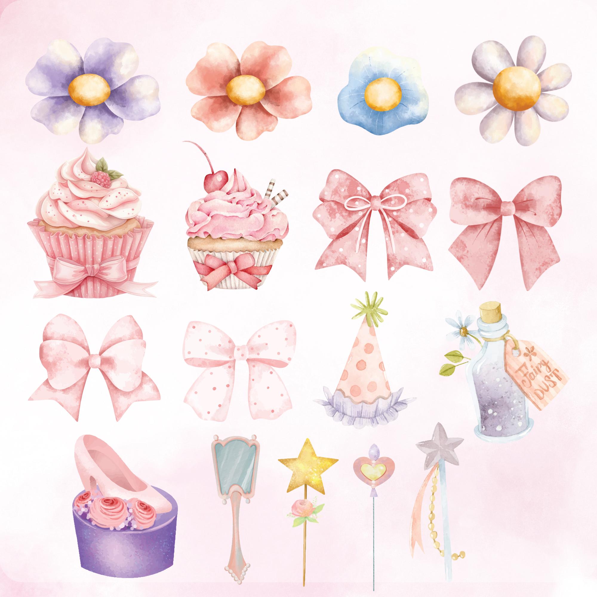 70 Watercolor Fairy Png Clipart Bundle| Cute Pink Fairy Clipart ...