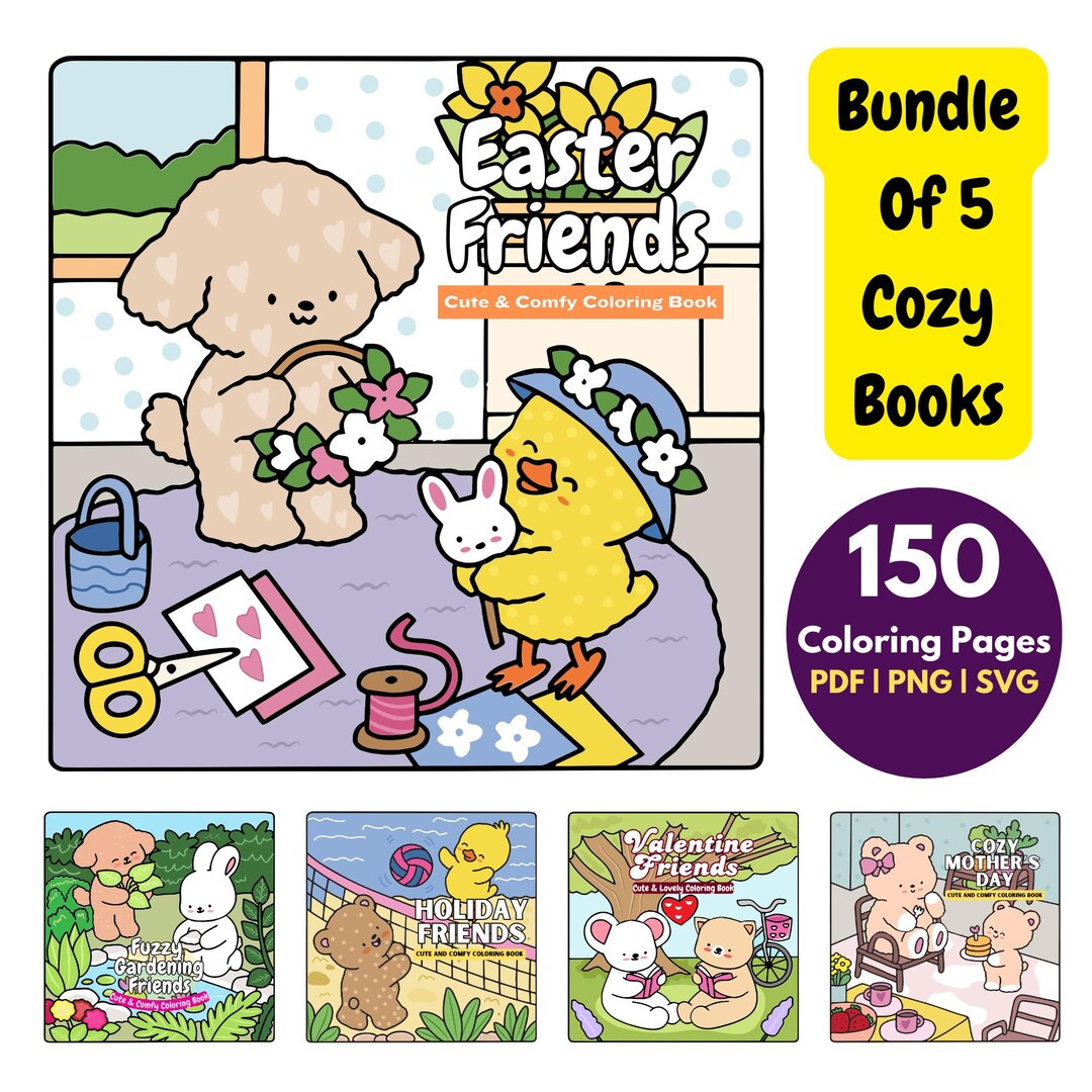 5 Cozy Coloring Books| Cozy Friends Coloring Books| Easter Coloring ...