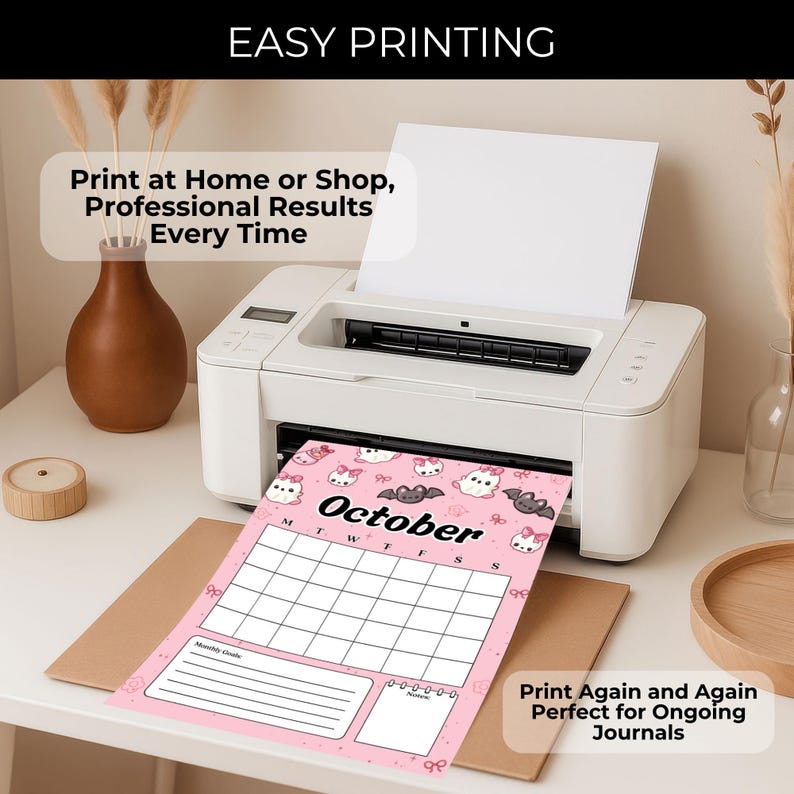 Printable October Calendar| Halloween Theme October Calender| Pink ...