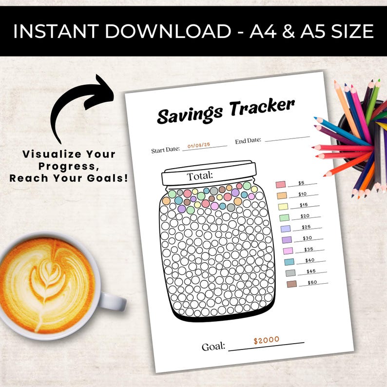 Printable Savings Tracker| Saving Jar Tracker| Money Saving Tracker ...