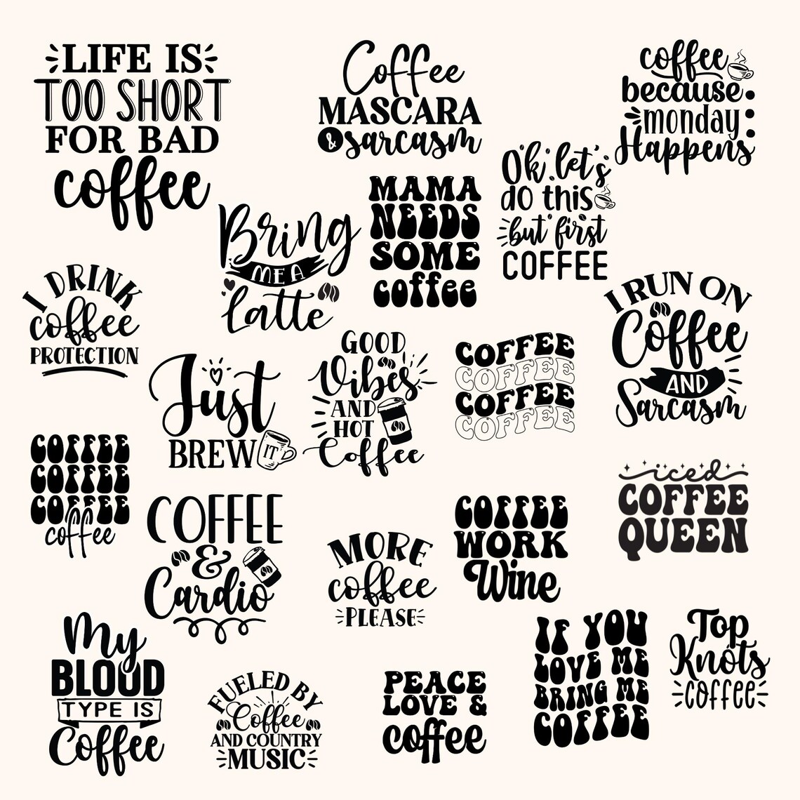 100 Coffee Quotes Svg Bundle| Coffee SVG Bundle| Coffee Quotes Png ...