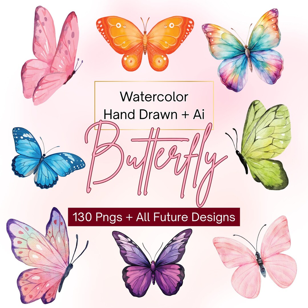130 Watercolor Butterfly Digital Stickers| Digital Planner Stickers ...