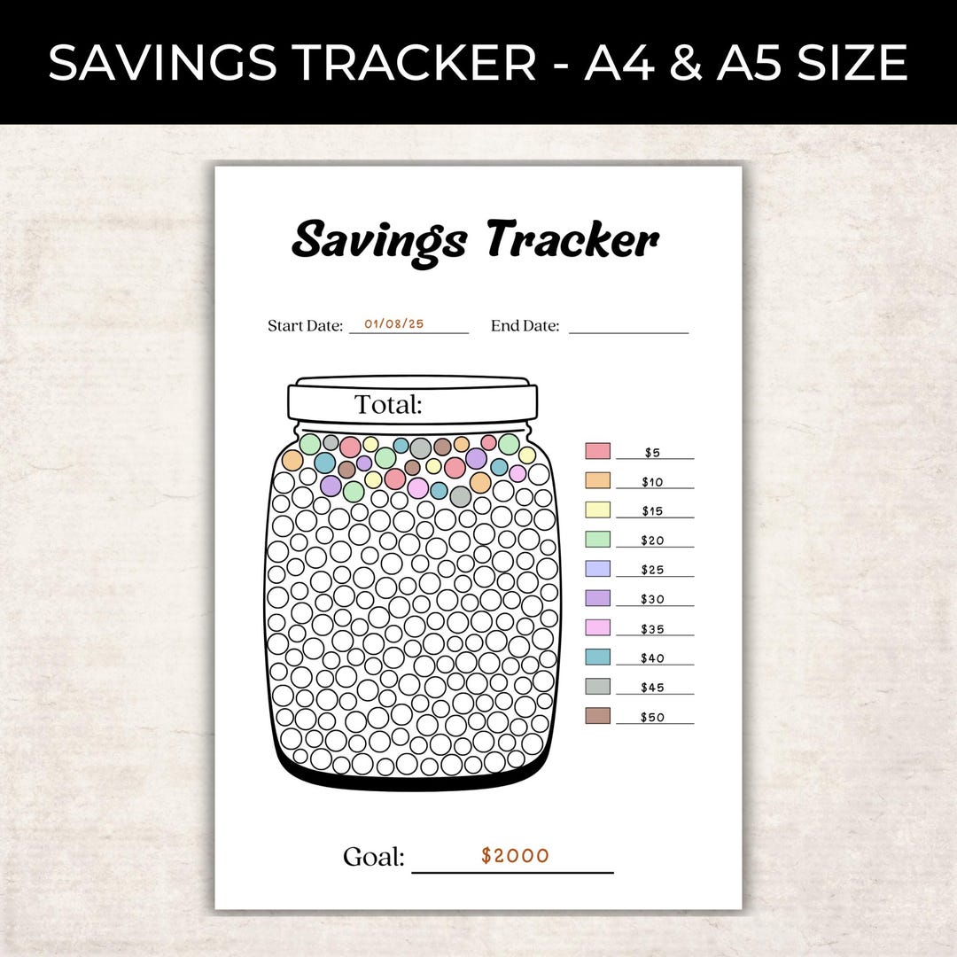 Printable Savings Tracker| Saving Jar Tracker| Money Saving Tracker ...