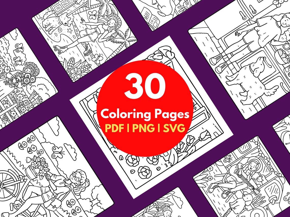 30 Girly Summer Vibes Coloring Book| Bold and Easy Coloring Book| Cute ...