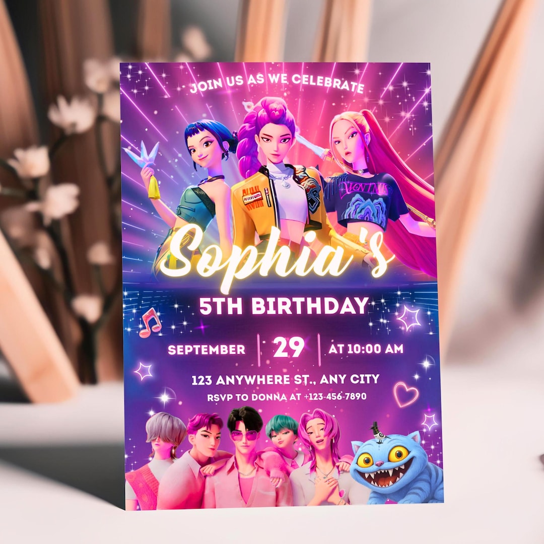 Editable KPOP Demon Hunters Invitation| KPOP Birthday Invite| KPOP ...