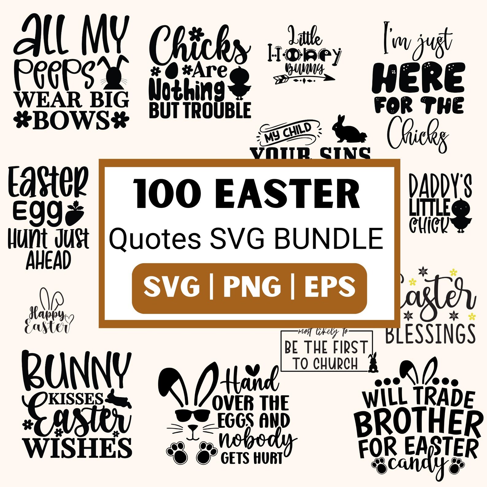 100 Easter Trending Quotes Svg| Easter Sayings Bundle| Easter ...