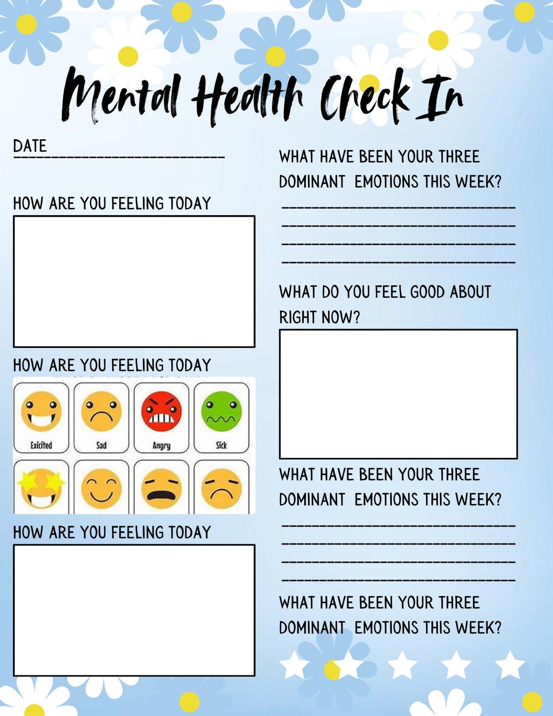 Mental Health Check-in Form for Mental Health Providers - Etsy