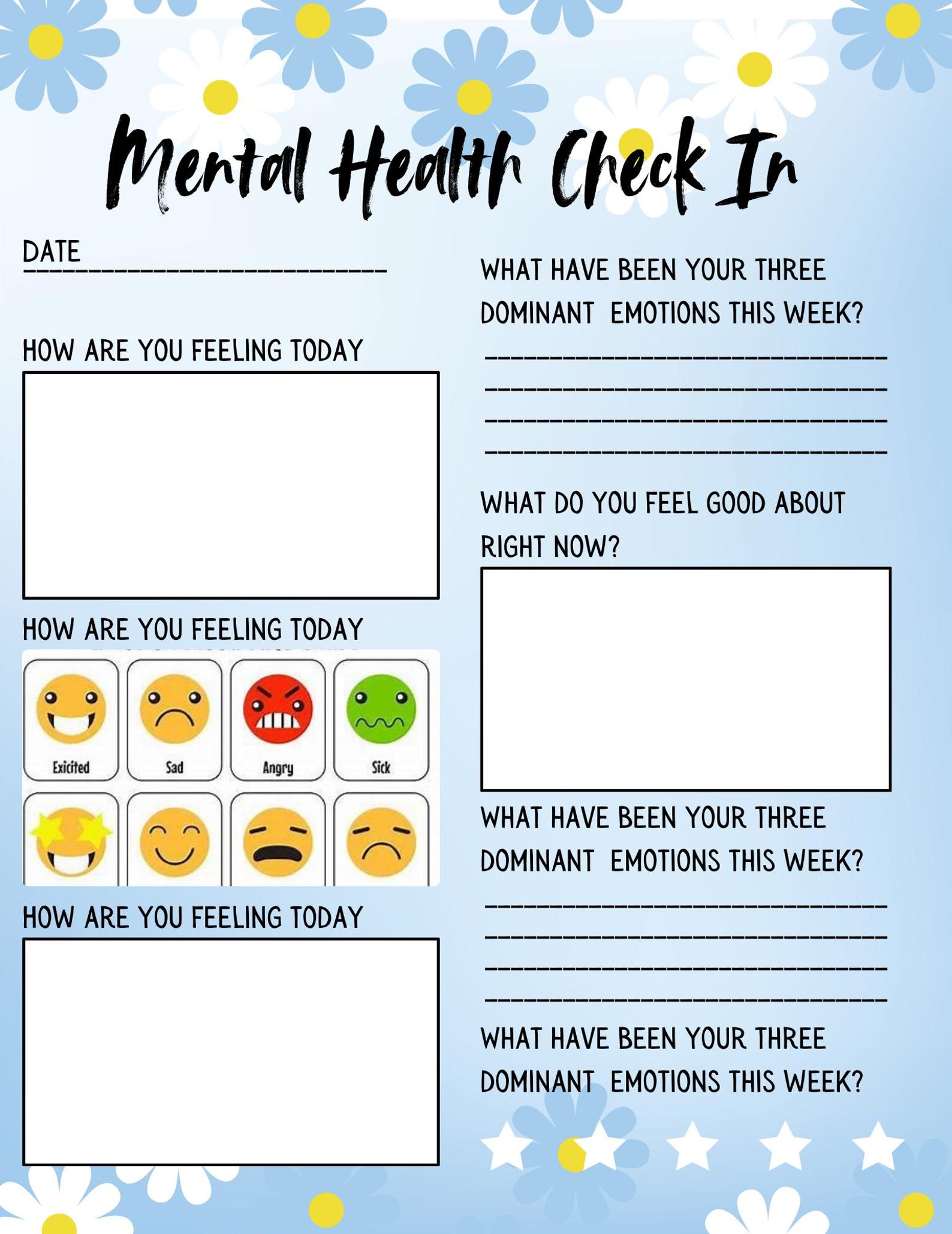 Mental Health Check-in Form for Mental Health Providers - Etsy