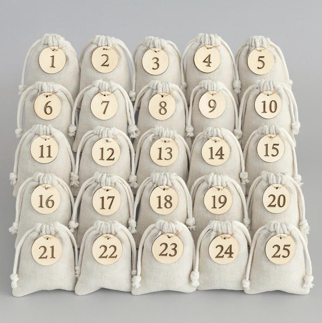 1-12-25-30 Advent Calendar Numbered Bags, 30 Days, 25 Days, 12 Days ...