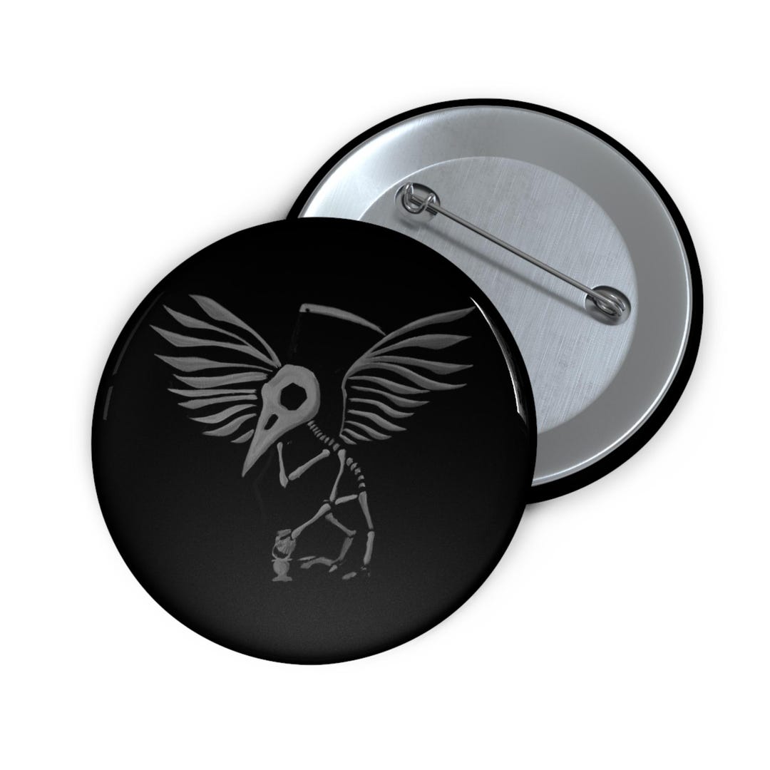 Crow Pin Button - Unique Bird Design, Animal Lover Accessories, Custom ...
