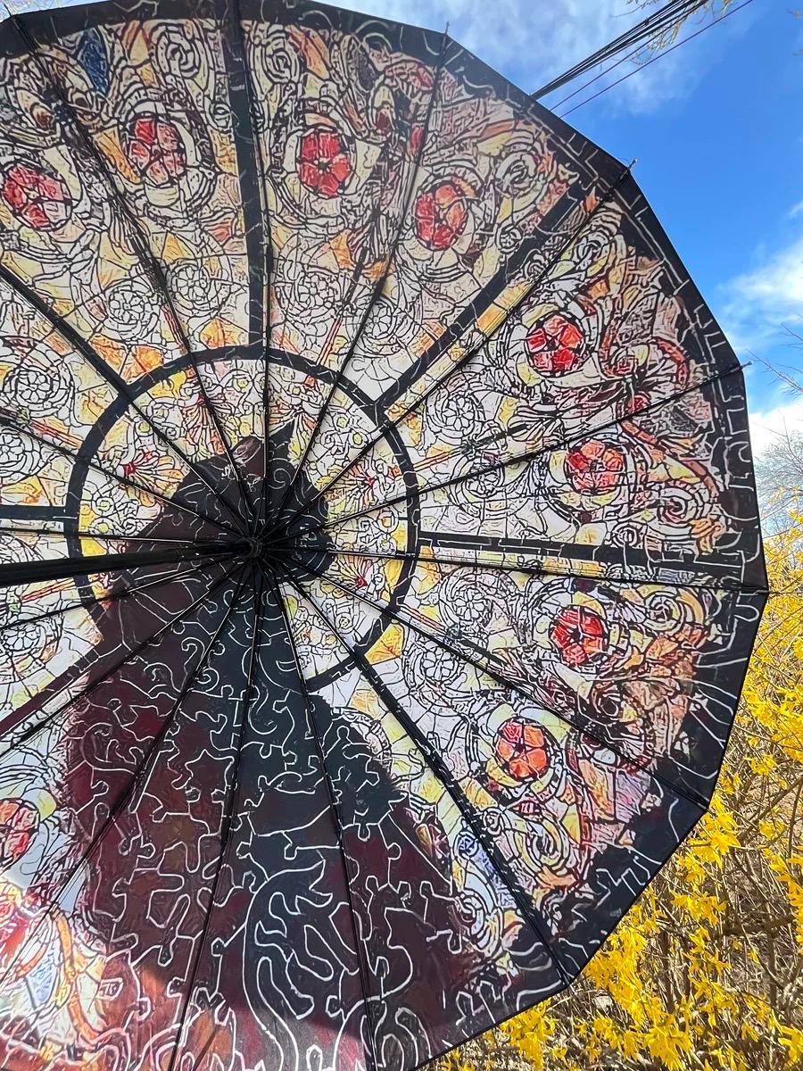 Stained Glass Cat Umbrella: Gothic Church Window Art, UPF 50+ - Etsy