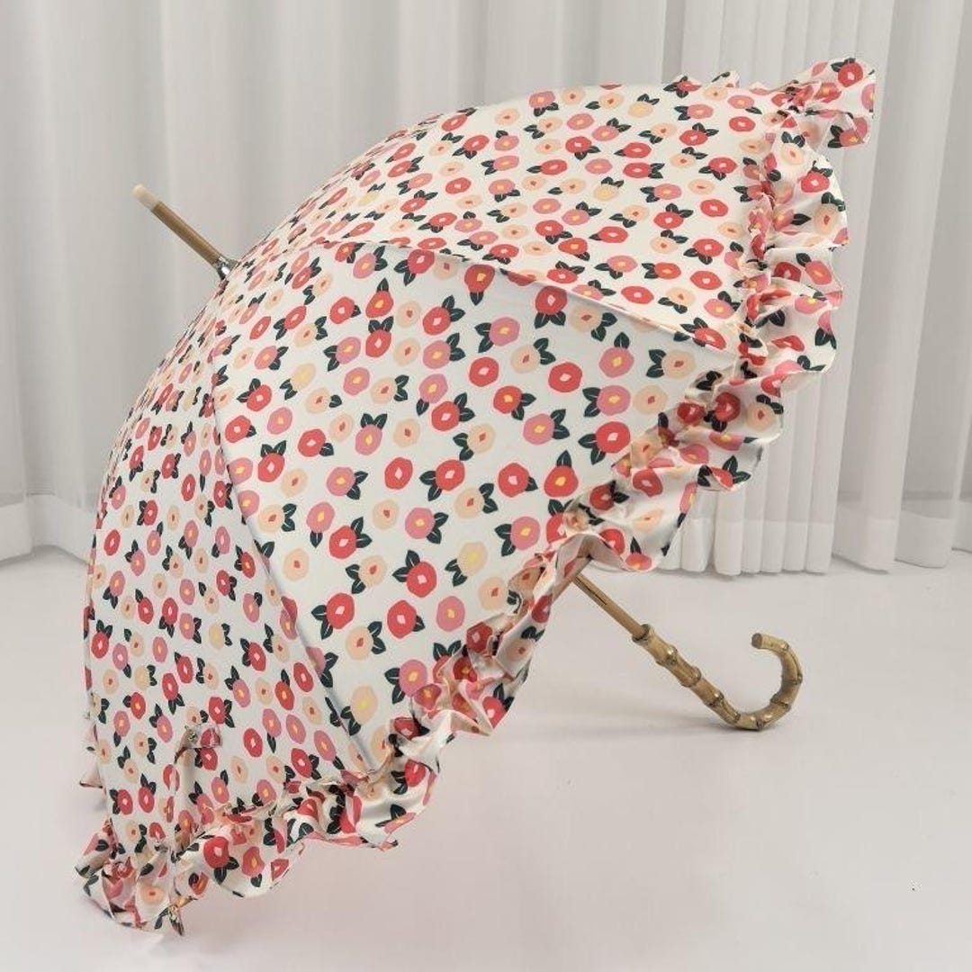 Vintage Floral Ruffle Parasol – Cottagecore Bamboo Umbrella - Etsy