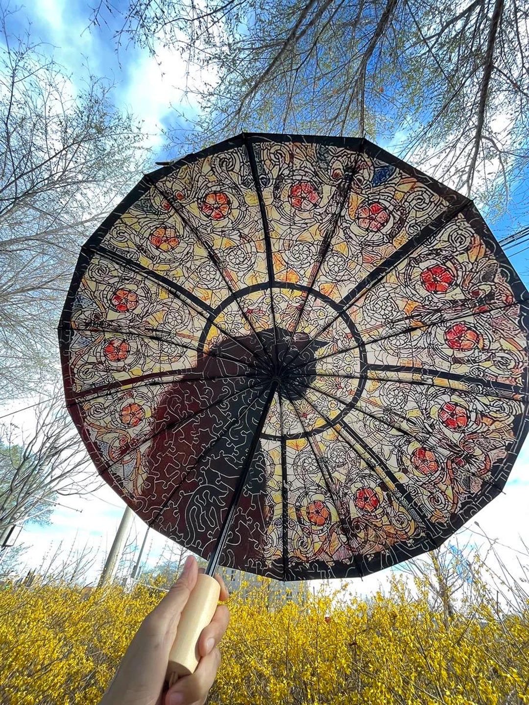 Stained Glass Cat Umbrella: Gothic Church Window Art, UPF 50+ - Etsy