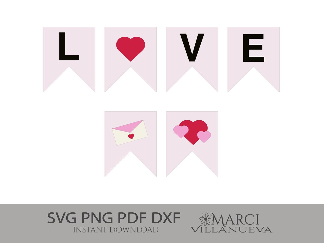 Valentines Day Love Banner- SVG/ PNG File Instant Download, Silhouette ...