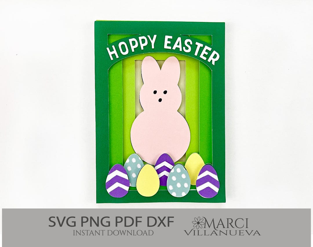 Hoppy Easter SVG Shadow Box Card - Bunny Rabbit Cut File for Cricut ...