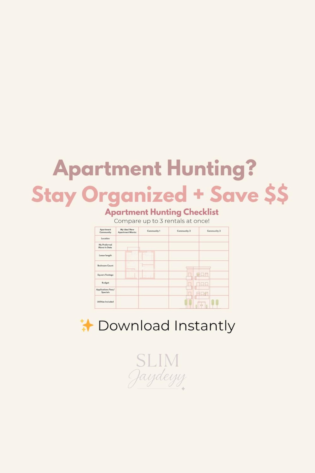 Apartment Hunting Checklist: Editable Rental Comparison Chart (canva ...