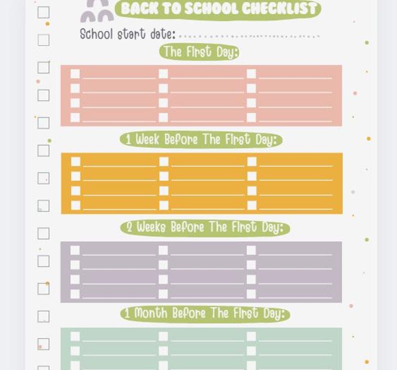 Back to School Checklist - Etsy
