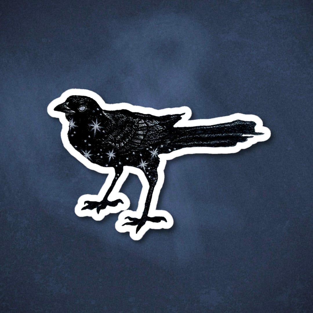 Star Crow Sticker, Cool Illustrated Raven Sticker, Y2K Grunge Sticker ...