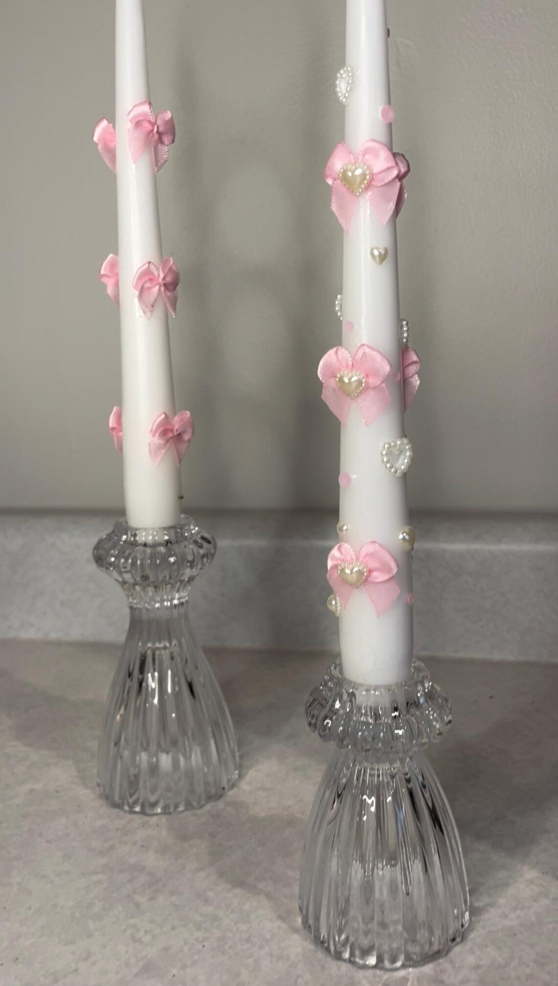 Cute Pink Candle Aesthetic With Bows and Bedazzled Hearts - Etsy