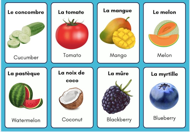 PRINTABLE FLASHCARDS Beginners' French-english Vocabulary Flashcards ...