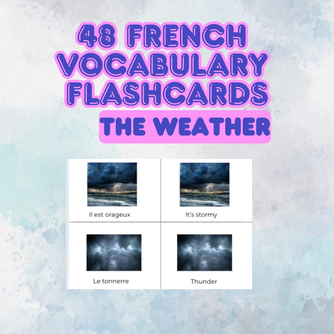 French Vocabulary Flashcards - the Weather | Printable PDF | Suitable ...