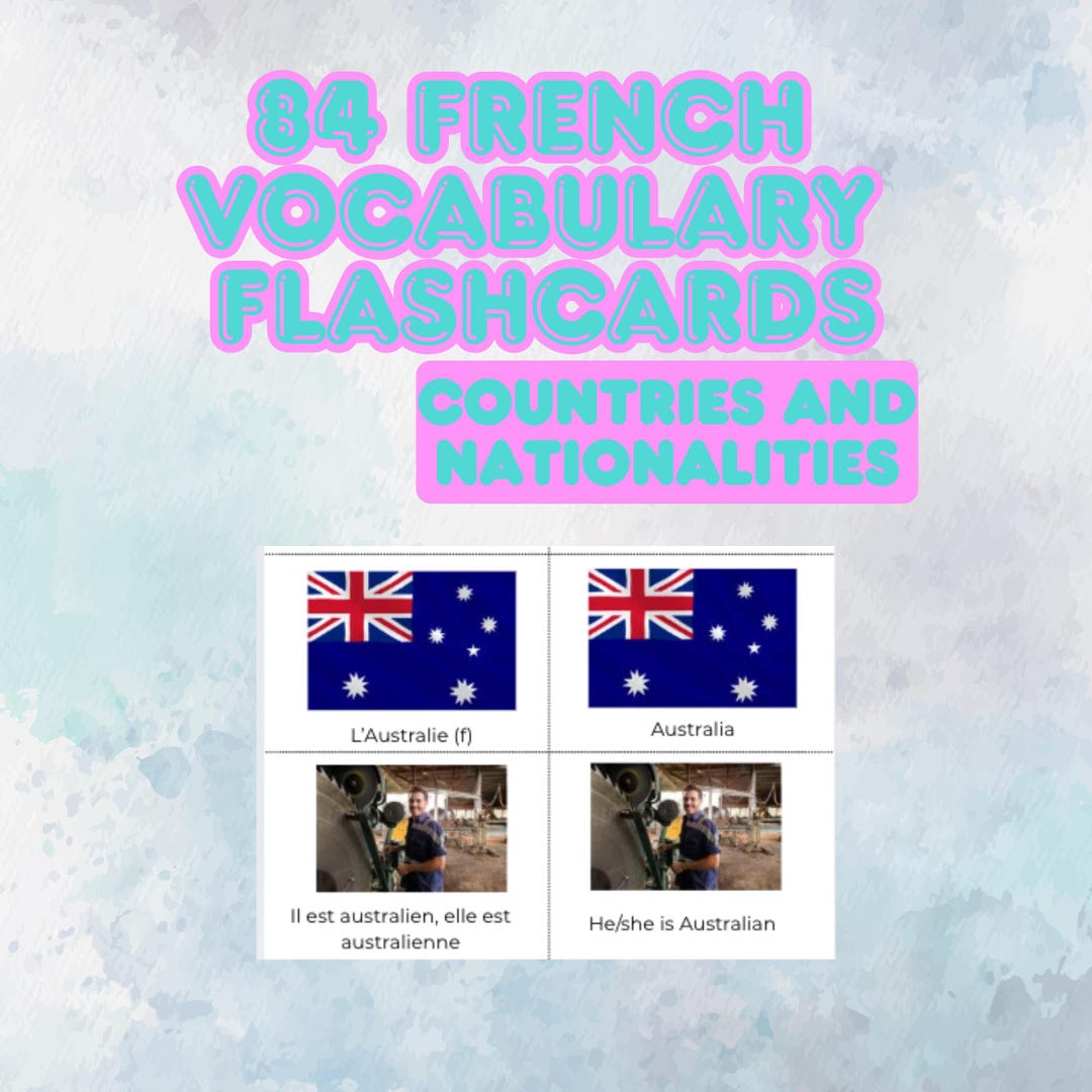French Vocabulary Flashcards - Countries and Nationalities | Printable ...