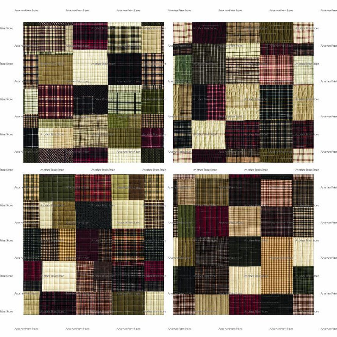 Rustic Plaid Patchwork Quilt Patterns: Seamless Farmhouse Prints ...