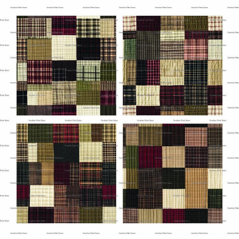 Rustic Plaid Patchwork Quilt Patterns: Seamless Farmhouse Prints ...