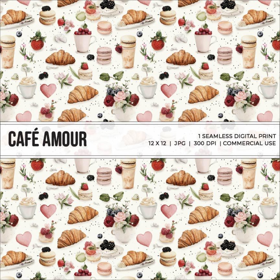 French Bakery Seamless Pattern: Croissant & Macaron (digital Download ...