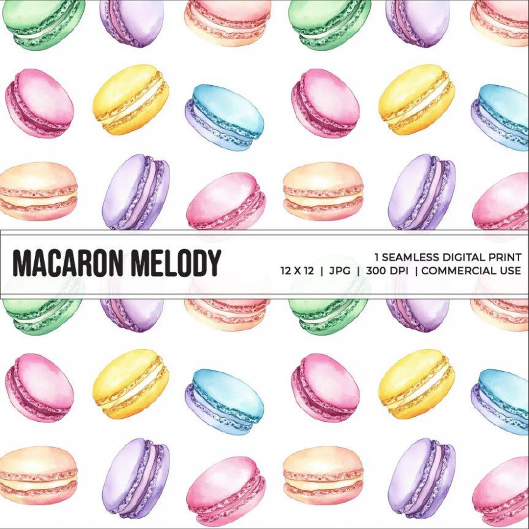 Macaron Melody Digital Paper - Pastel Macaron Seamless Print - French ...