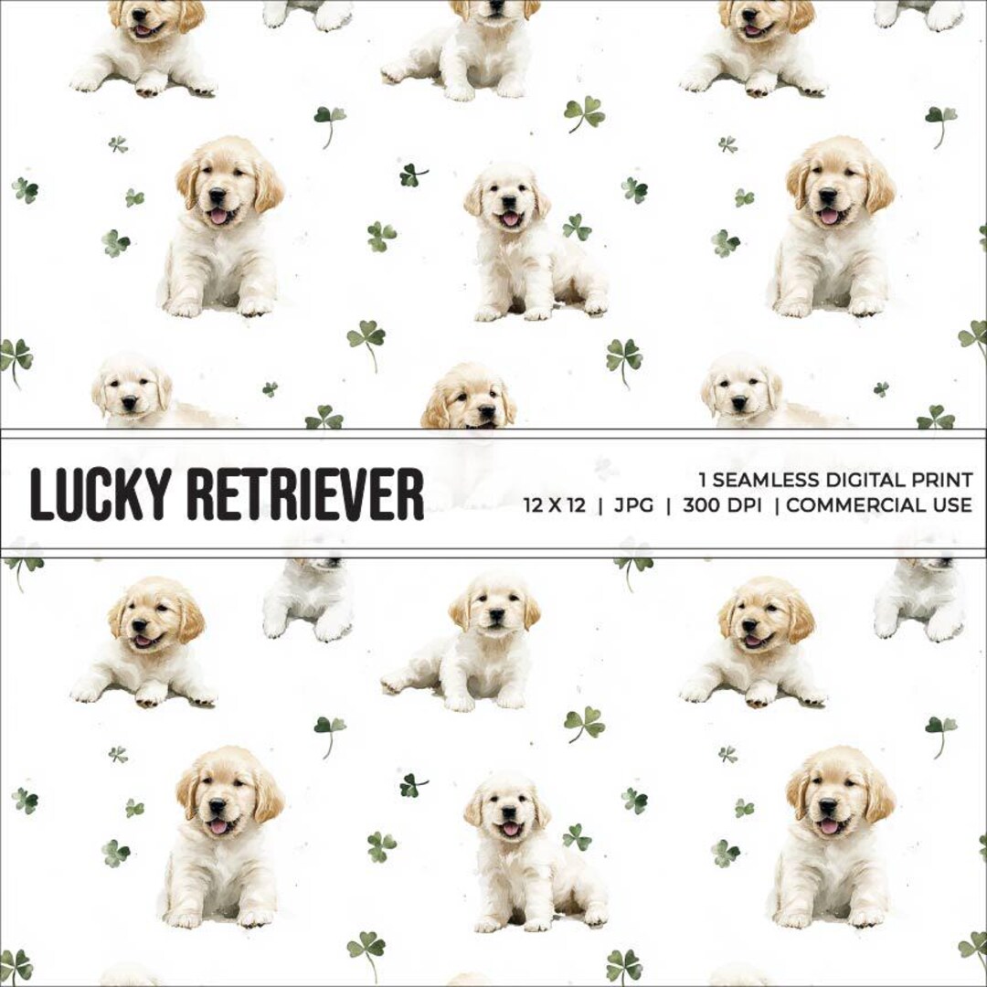 St. Patrick's Day Golden Retriever Seamless Pattern (digital Download ...