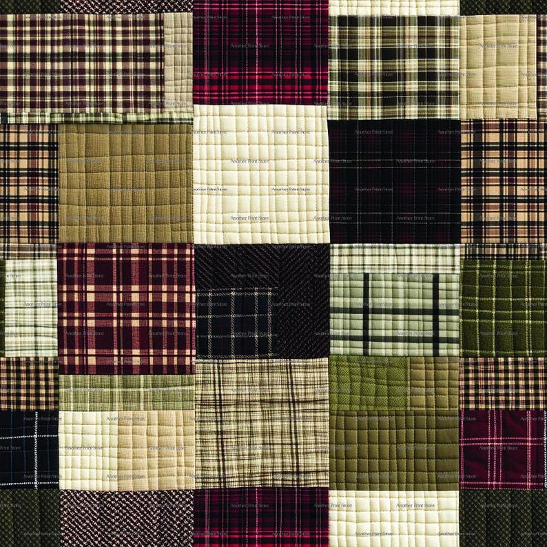Rustic Plaid Patchwork Quilt Patterns: Seamless Farmhouse Prints ...