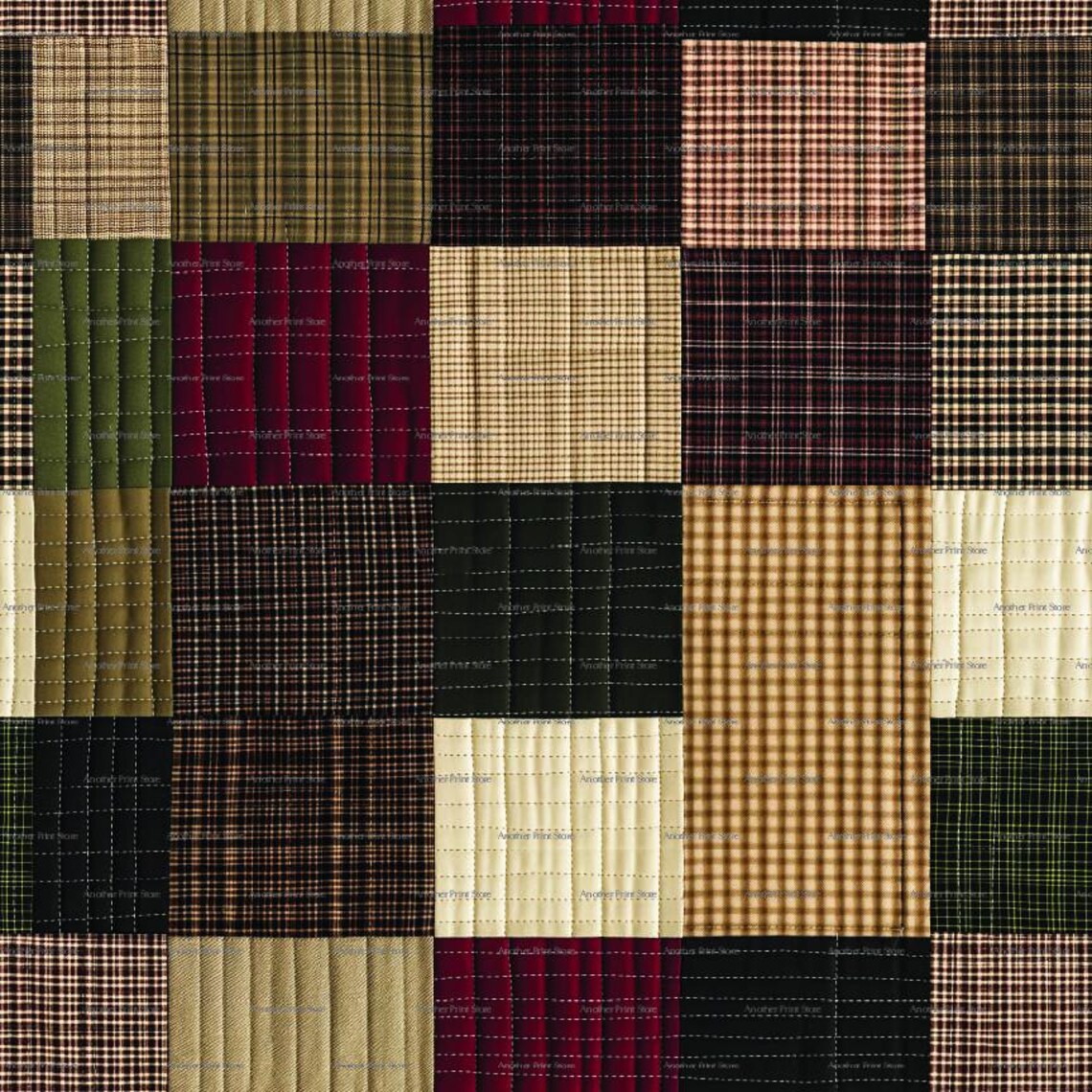 Rustic Plaid Patchwork Quilt Patterns: Seamless Farmhouse Prints ...